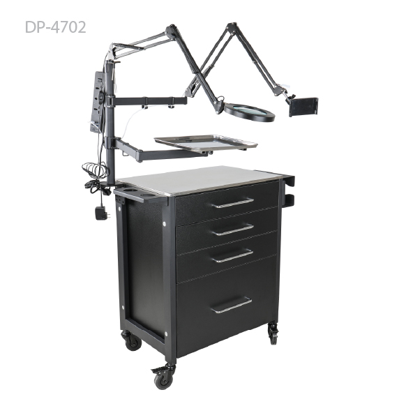 עגלת עבודה עם גלגלים שחורה למקעקע דגם DP-4702 - טופנייל